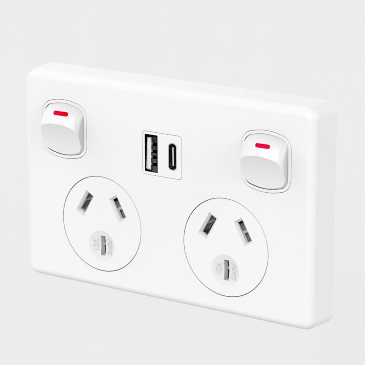 Fast Charge 10 amp Double Power Point Wall Outlet USB & Type-C GPO Sup ...