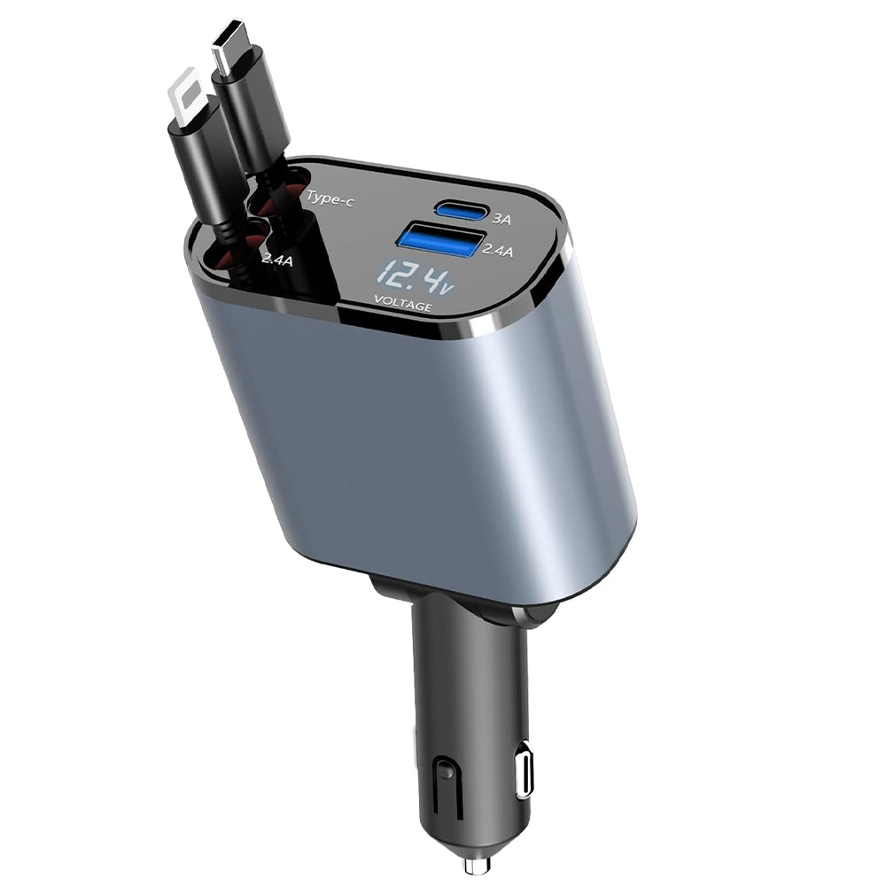 Ultimate High Speed 4-in-1 Retraceable Car Charger USB-C & Type-C ...