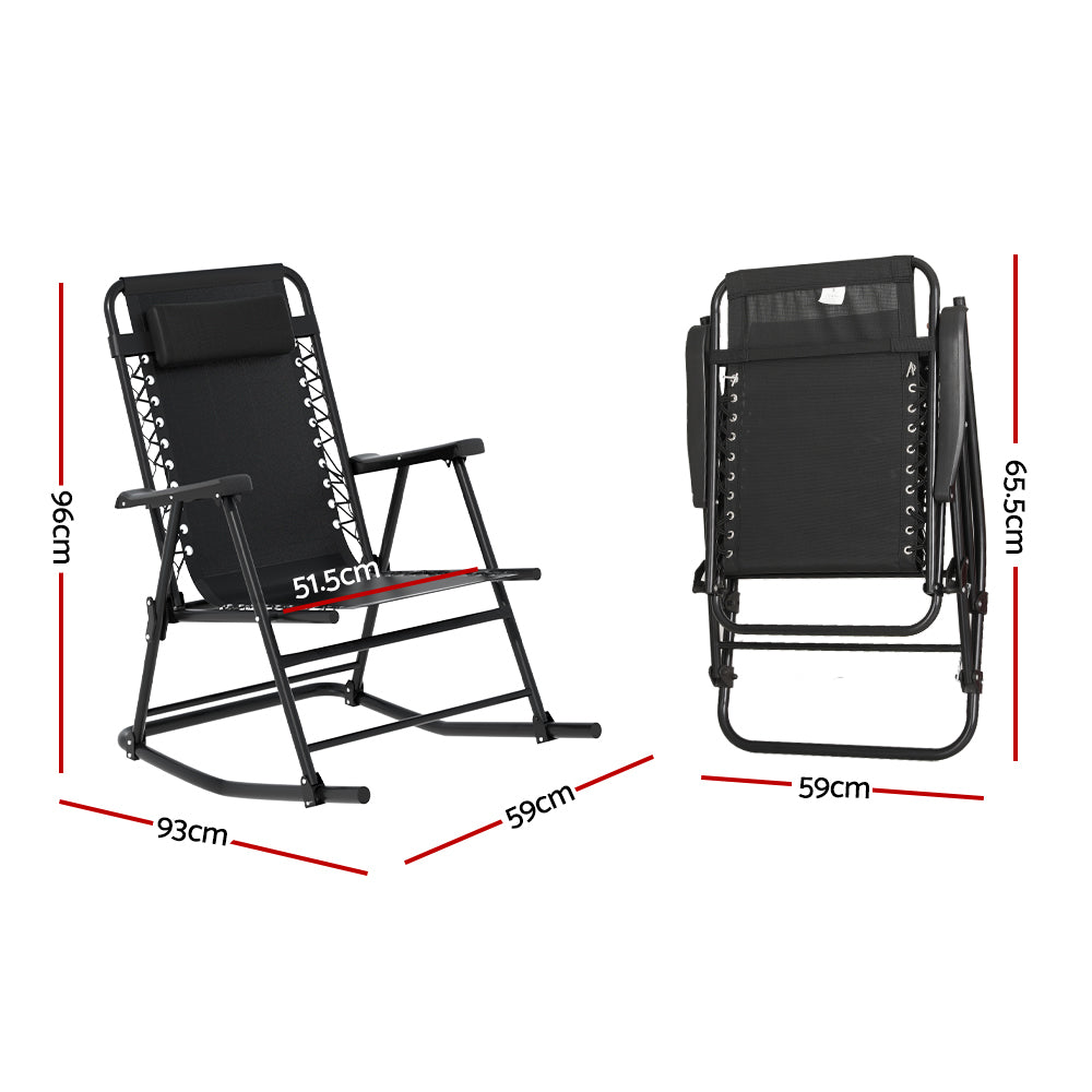 Outdoor Rocking Chair Folding Reclining Recliner Patio Furniture Garde ...